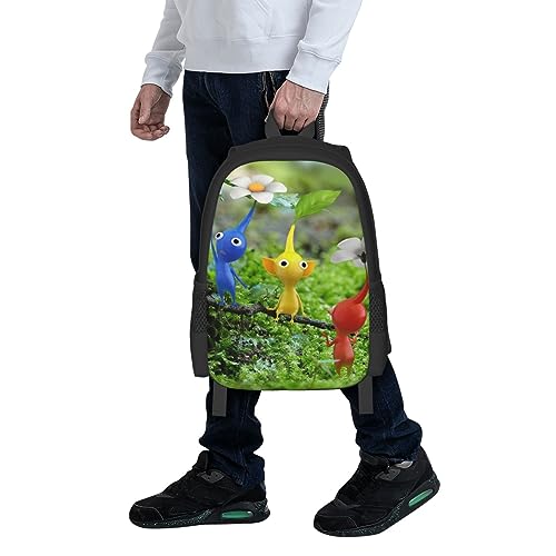 RACEK Durable Anime Backpacks Novelty 3D Printed Laptop Backpack Travel Camping Hiking Daypack Pik-min Shoulders Bag For Men Women