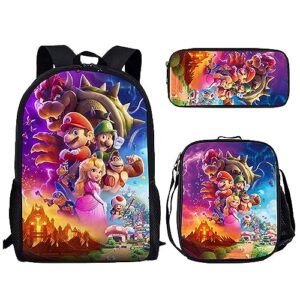 kids 3pcs backpack set with lunch box and pencil bag boy girls cartoon school bag travel backpack back to school supplies