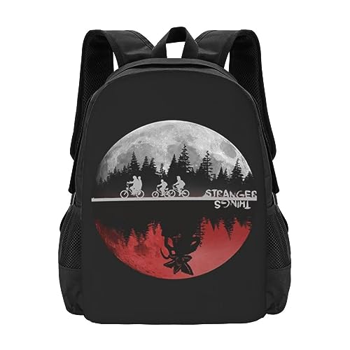 Jinke Stranger Backpack 3D Print Movie Backpack Lightweight Black Travel Backpack Laptop Backpack Stranger Movie Fan Gift