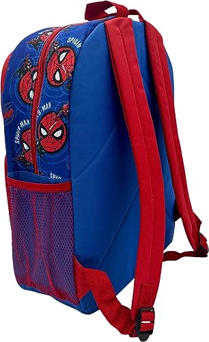 Marvel Superheroes 16" Licensed Cargo School Backpack For Boys (Spiderman Blue-Red)