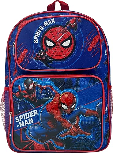 Marvel Superheroes 16" Licensed Cargo School Backpack For Boys (Spiderman Blue-Red)