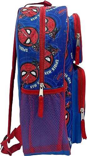 Marvel Superheroes 16" Licensed Cargo School Backpack For Boys (Spiderman Blue-Red)