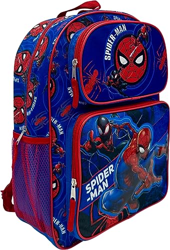 Marvel Superheroes 16" Licensed Cargo School Backpack For Boys (Spiderman Blue-Red)