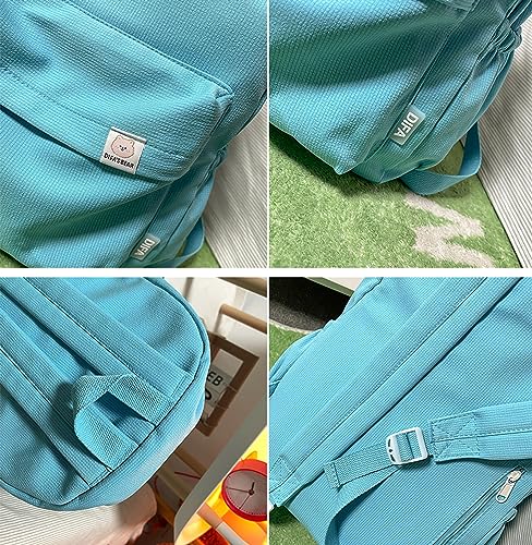 Difa Backpack, Difa’s Bear Plain Backpack, Sage Green Backpack Kawaii Cute Backpack Large capacity Casual Aesthetic Backpack