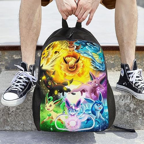 Qvlippga Cartoon Poke Backpack for Boys Girls Durable Bookbag Large Capacity School Backpacks