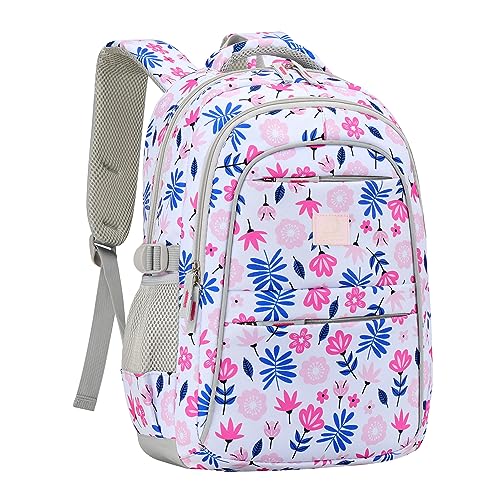 MYGOO Kids Backpack for Girls | Educational Backpack for Youngster | Euclid Collection | 17" tall | Flower Pink