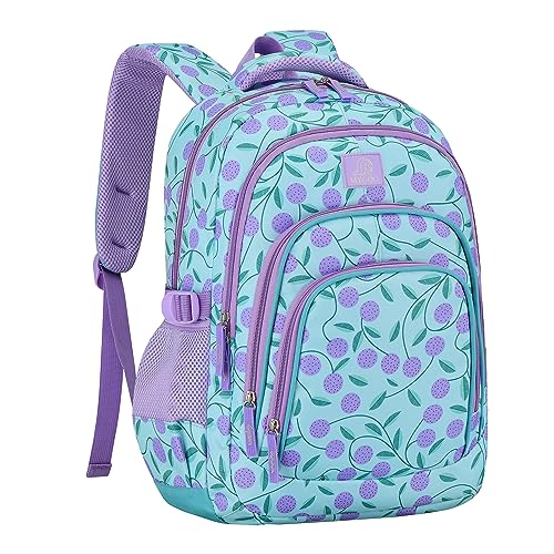 MYGOO Kids Backpack for Girls | Colorful School Backpack for Teen | Archibald Collection | 17" tall | Berry Purple