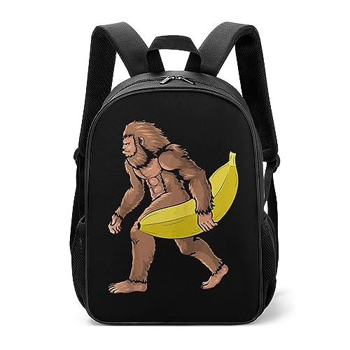 Bigfoot Carrying Banana Laptop Backpack Cute Lightweight Backpacks Travel Daypack