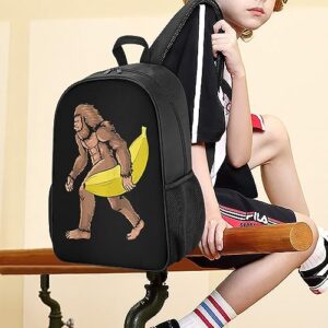 Bigfoot Carrying Banana Laptop Backpack Cute Lightweight Backpacks Travel Daypack