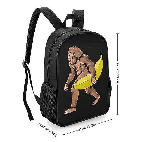 Bigfoot Carrying Banana Laptop Backpack Cute Lightweight Backpacks Travel Daypack