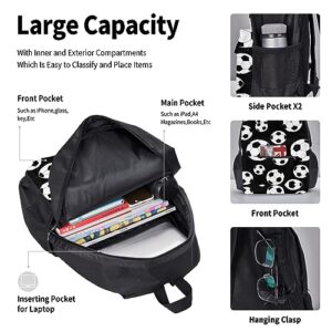 KoNsev 3pcs Backpack Sets,Soccer Black Printed Backpacks Set With Lunch Bag Pencil Pouch