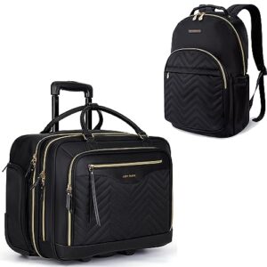 light flight rolling briefcase & laptop backpack for women, mobile office for business trip, travel, work, luggage set