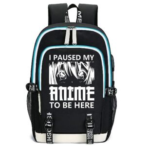 blucagand i paused my anime to be here backpack canvas capacity backpack laptop backpack travel backpack