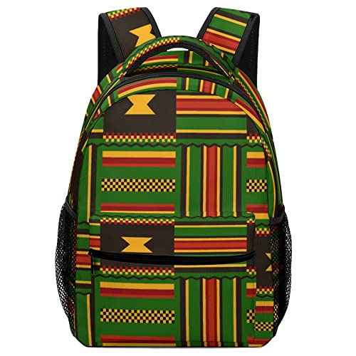 African Kente Cloth Tribal Print Unisex Laptop Backpack Lightweight Shoulder Bag Travel Daypack