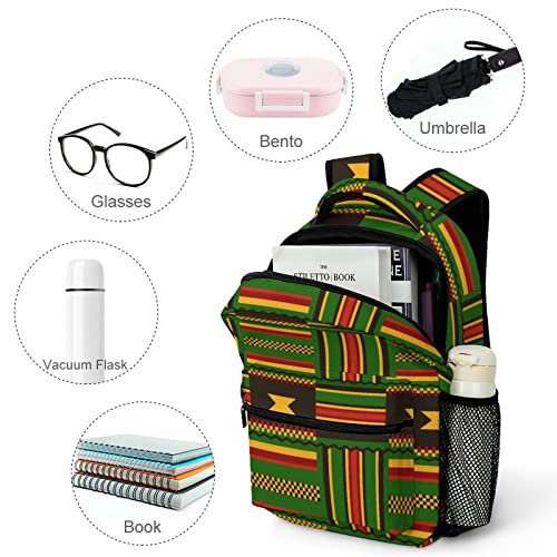 African Kente Cloth Tribal Print Unisex Laptop Backpack Lightweight Shoulder Bag Travel Daypack