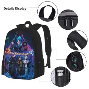 BNALAO Descendants Cartoon 3 Movie 3PCS Cartoon Backpack Set Laptop Backpack Portable Lunch Bag Print Pencil Case Travel Bags Daily