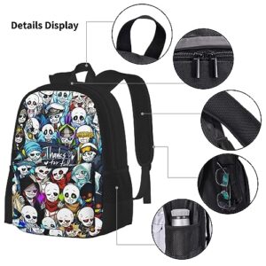 BNALAO Sans Cartoon Undertale Anime 3PCS Cartoon Backpack Set Laptop Backpack Portable Lunch Bag Print Pencil Case Travel Bags Daily