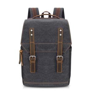 ispeuial canvas rucksack vintage backpack laptop work-pack rucksack travel casual daypack slim durable for 13-16 inch macbook laptop, large capacity, 30l