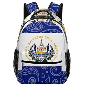 paisley and el salvador flag travel backpack lightweight shoulder bag daypack for work office