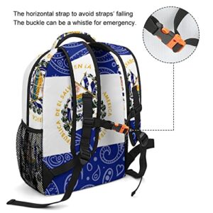 Paisley and El Salvador Flag Travel Backpack Lightweight Shoulder Bag Daypack for Work Office