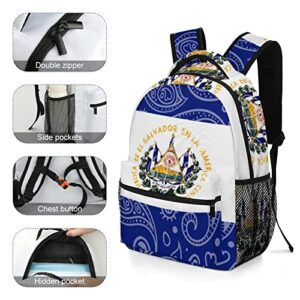 Paisley and El Salvador Flag Travel Backpack Lightweight Shoulder Bag Daypack for Work Office