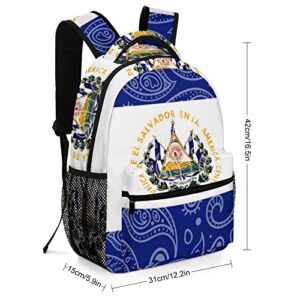 Paisley and El Salvador Flag Travel Backpack Lightweight Shoulder Bag Daypack for Work Office