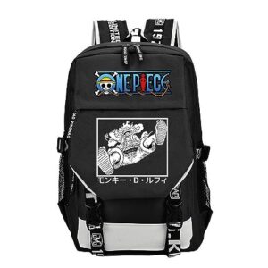 richsaikou monkey luffy backpack anime 1 piece ace gear 5 nika form zoro dayback laptop bag travel bag with usb charge port (b)