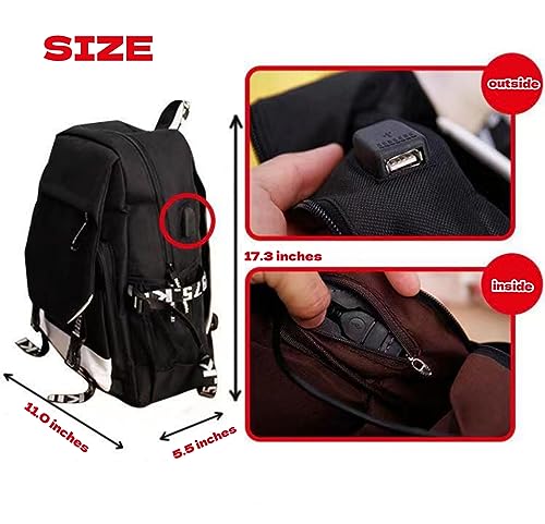 RICHSAIKOU Monkey Luffy Backpack Anime 1 Piece Ace Gear 5 Nika Form Zoro Dayback Laptop Bag Travel Bag with USB Charge Port (B)