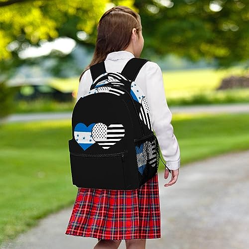 Honduras Flag and Black American Flag Lightweight Travel Backpack for Unisex Casual Laptop Bookbag for Camping