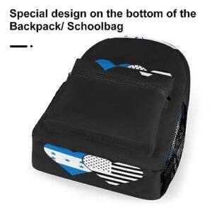 Honduras Flag and Black American Flag Lightweight Travel Backpack for Unisex Casual Laptop Bookbag for Camping