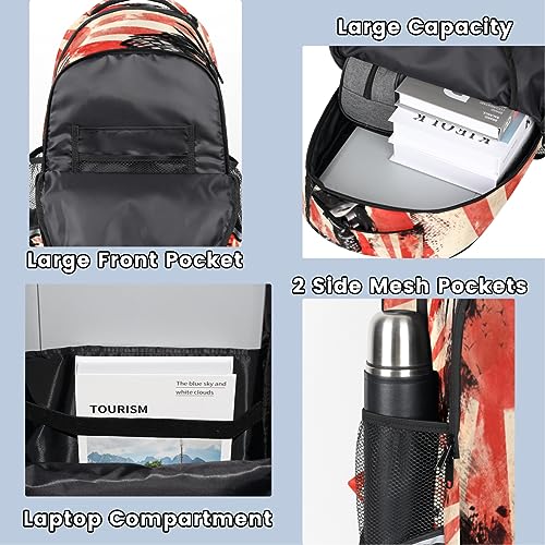 Japanese Samurai Backpack for Women Men Sun Pattern Laptop iPad Tablet Backpack Stylish Casual Daypack with Chest Strap Travel Hiking Camping Sports Daypack with Reflective Strip