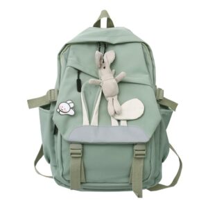 mowers kawaii backpack with cute rabbit pendant (green)