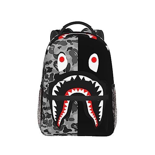 AIRPO Shark Teeth Camo Backpacks Camouflage Fashion Big Capacity Laptop Daypack 17 Inch Lightweight Multiple Backpack Travel Shoulders Bag For Women Men