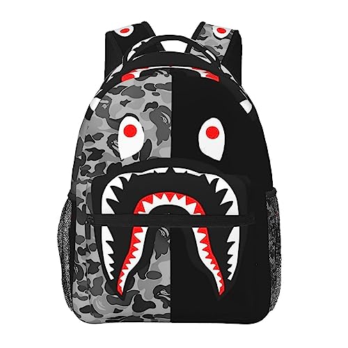 AIRPO Shark Teeth Camo Backpacks Camouflage Fashion Big Capacity Laptop Daypack 17 Inch Lightweight Multiple Backpack Travel Shoulders Bag For Women Men