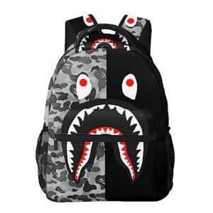 AIRPO Shark Teeth Camo Backpacks Camouflage Fashion Big Capacity Laptop Daypack 17 Inch Lightweight Multiple Backpack Travel Shoulders Bag For Women Men