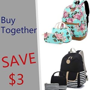 Lmeison Green Floral Backpack with Lunch Bag & Cute Backpack for Teen Girls