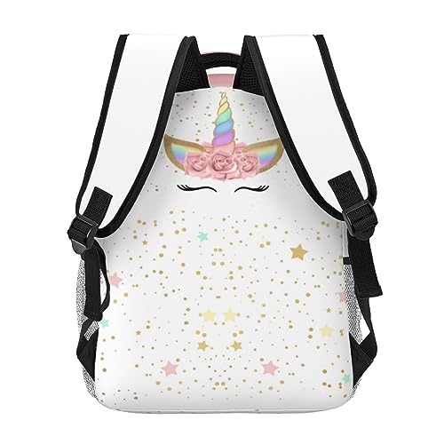 tuqozbi Personalized Unicorn Backpack for Girls, Custom Rainbow Backpacks with Your Own Name, Customized 15in Pink Neon Kindergarten School Bookbags Gift for Preschool Baby/Kids/Boys/Girls