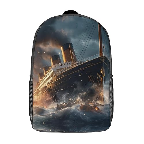 Titanic Cruise Ship Boat 17 Inch Backpack Travel Laptop Dayback Shoulder Back Pack for Men Women