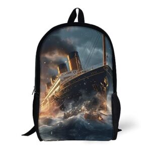 Titanic Cruise Ship Boat 17 Inch Backpack Travel Laptop Dayback Shoulder Back Pack for Men Women