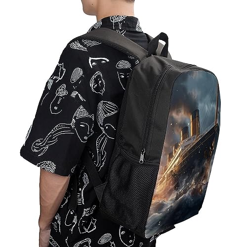 Titanic Cruise Ship Boat 17 Inch Backpack Travel Laptop Dayback Shoulder Back Pack for Men Women