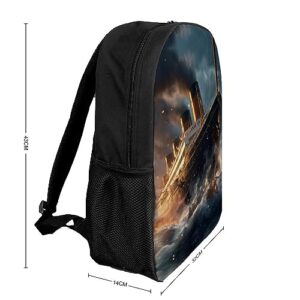 Titanic Cruise Ship Boat 17 Inch Backpack Travel Laptop Dayback Shoulder Back Pack for Men Women