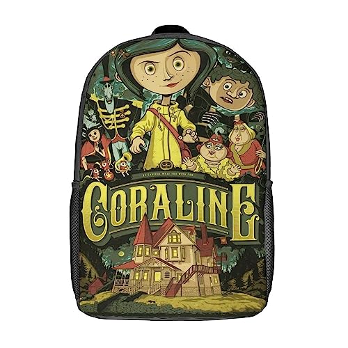 gscm Cora_line Unisex Anime Backpack 17 Inch Casual Laptop Daypack Cute Daily Bookbag Outdoor Bags for Travel Picnic