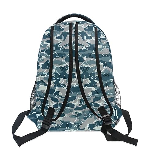 ODAWA Jet Fighters Camouflage Kids School Backpack Travel Laptop Backpack Teens Bookbag Daypack