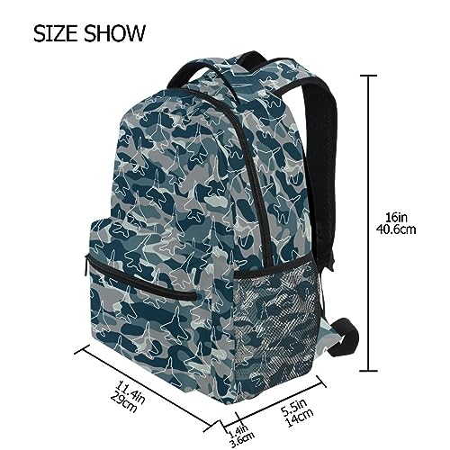 ODAWA Jet Fighters Camouflage Kids School Backpack Travel Laptop Backpack Teens Bookbag Daypack