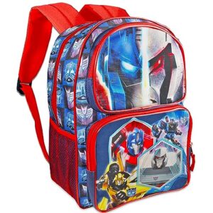 Screen Legends Transformers Backpack for Kids - Bundle with 16" Transformers Backpack Plus Stickers, Keychain, More | Transformers School Bag for Boys