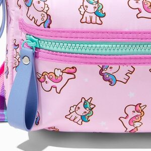 Claire's Club Pink and Blue Backpack with Unicorns and Adjustable Straps, Ages 3 to 6 Measuring 8" W x 11" H x 3" D