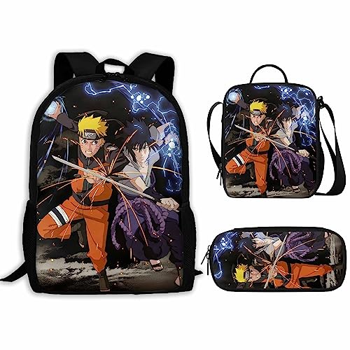 SFZWCZ 3d Prints Anime Backpack Set Cartoon Stylish Men'S Backpack With Lunch Box For Outdoor Travel And Casual