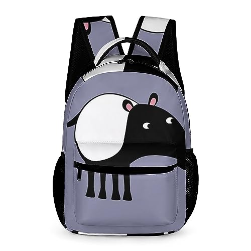 Supdreamc Cute Malayan Tapir Purple Art Rucksacks Lightweight Multipurpose Anti-Theft Shoulder Bag Big Capacity Traveling & Camping Backpack With Side Pockets