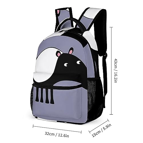 Supdreamc Cute Malayan Tapir Purple Art Rucksacks Lightweight Multipurpose Anti-Theft Shoulder Bag Big Capacity Traveling & Camping Backpack With Side Pockets