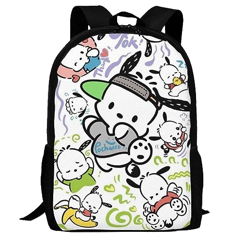 RODES Cartoon Backpack Pochacco Anime Backpack Large Capacity Durable Rucksack Work Hiking Travel Daypack Lightweight Multifunctional Casual Laptop Shoulder Gift